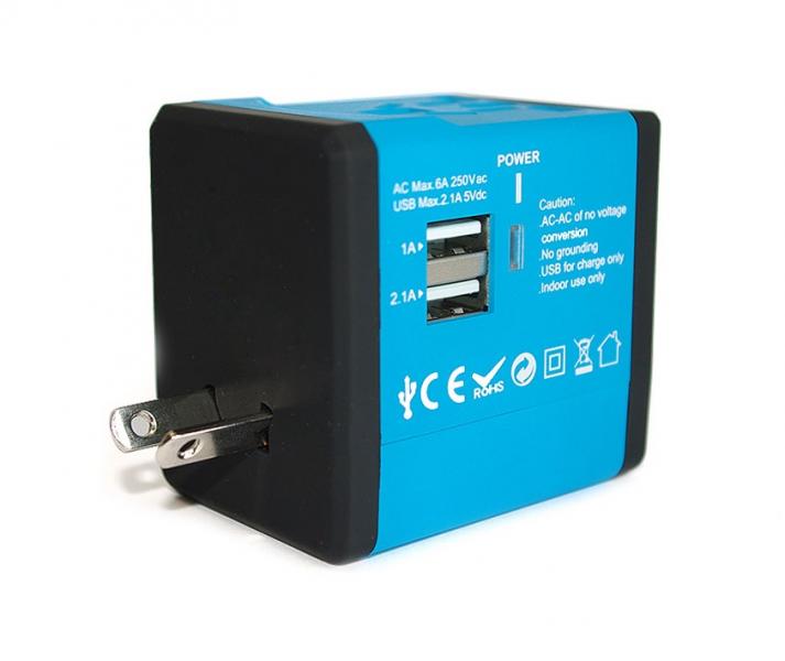 Rainbow Series Worldwide Travel Power Adapter with 2 USB ports (5V / 2 ...