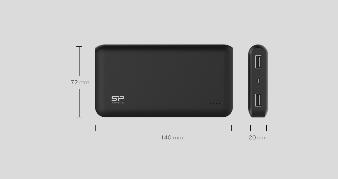 Silicon Power S150 15000mAh Power Bank White 2x USB Output Ports