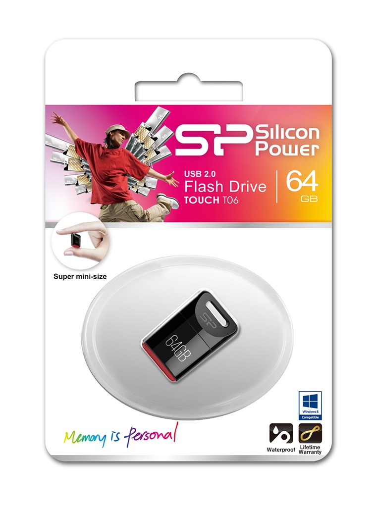 64GB Silicon Power Touch T06 Compact USB Flash Drive Black