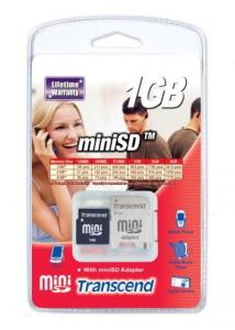 1Gb Transcend miniSD 80x Secure Digital card