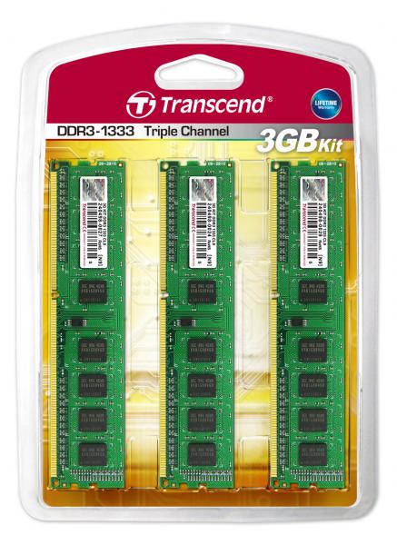 3GB Transcend DDR3 1333MHz PC3-10666 CL9 Triple Channel memory kit