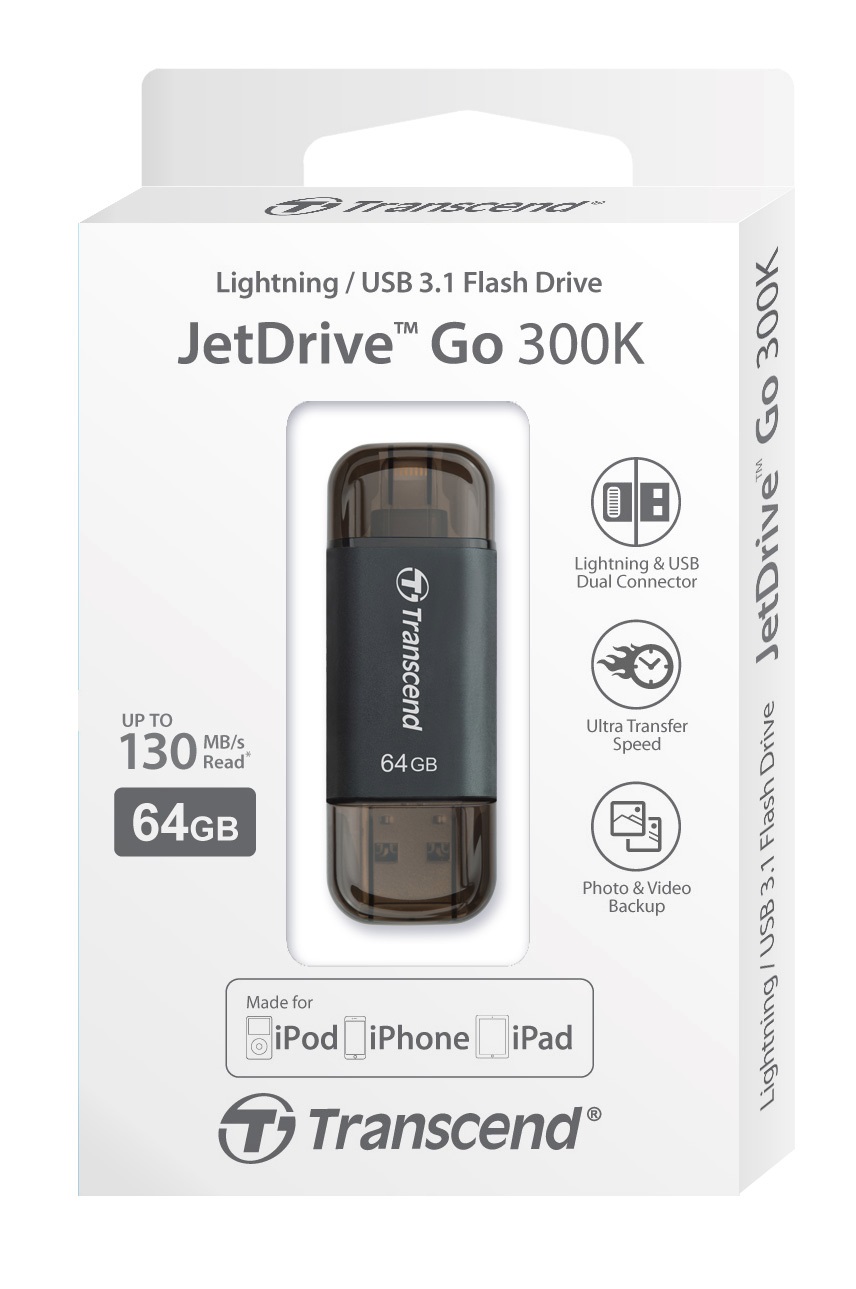 64GB Transcend JetDrive Go 300K - OTG Flash Drive for iOS Devices (iPad ...